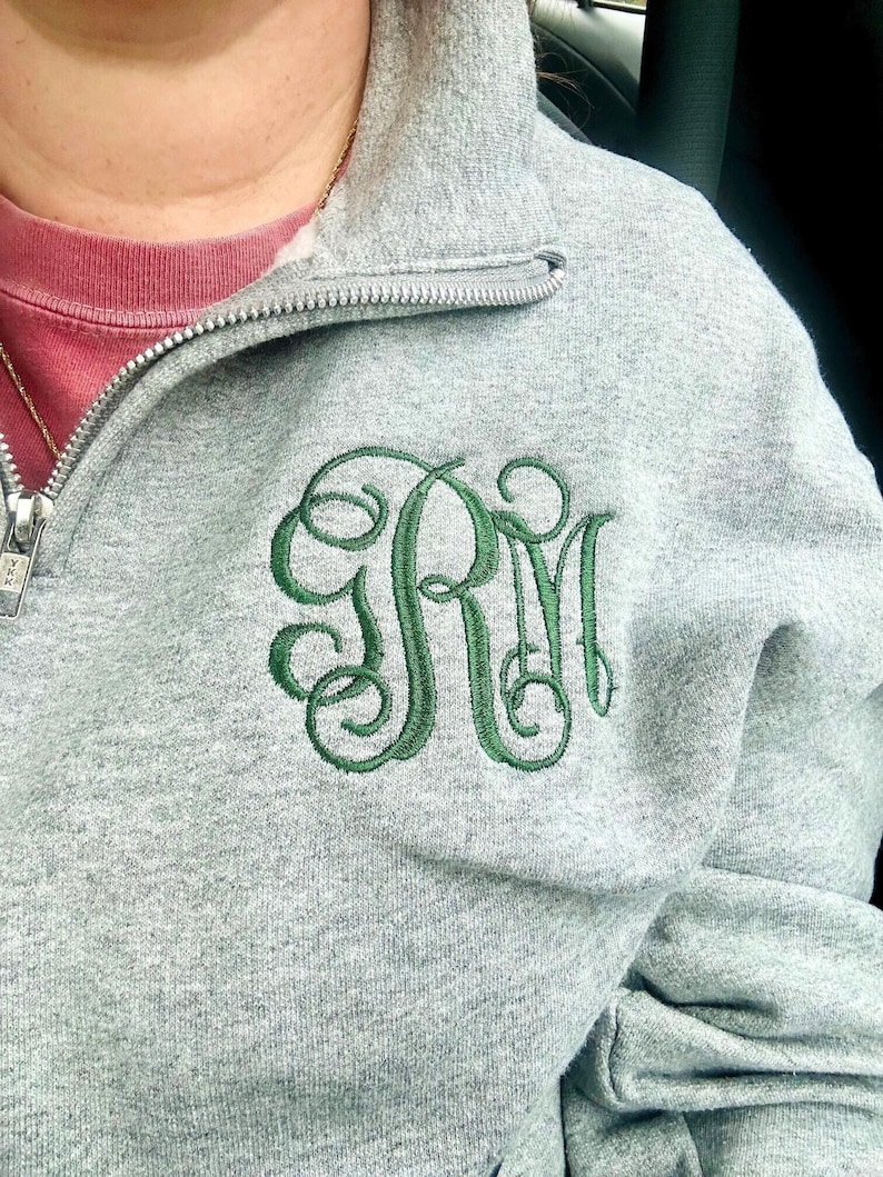 Monogram Quarter Zip Sweatshirt, Personalized Sweatshirt, Embroidered ...