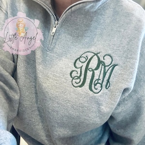 Monogram Quarter Zip Sweatshirt, Personalized Sweatshirt, Embroidered ...
