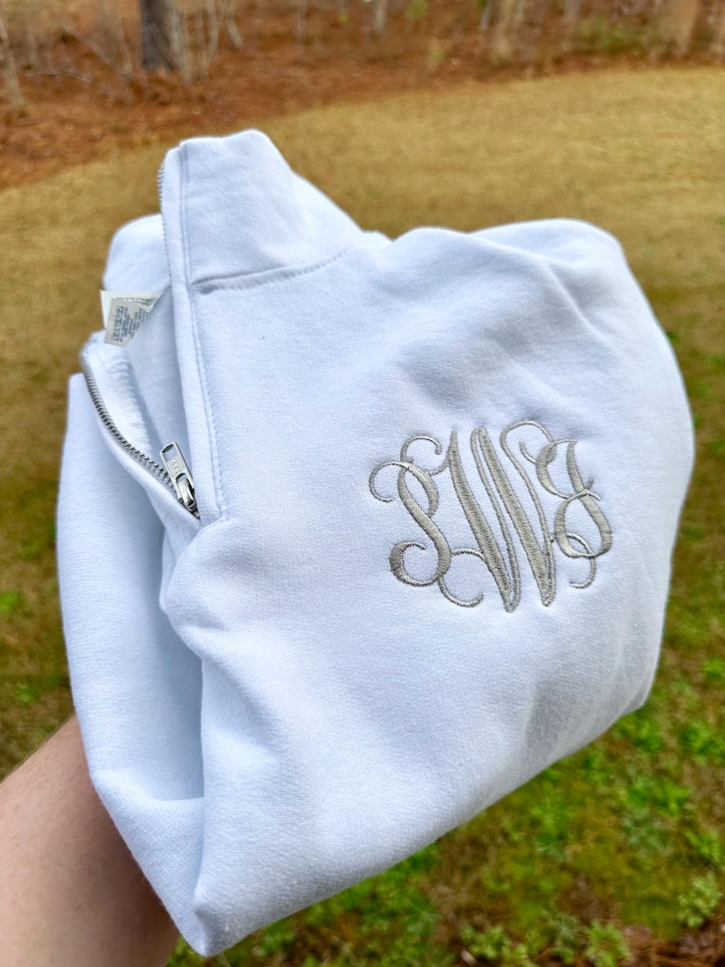 Monogram Quarter Zip Sweatshirt, Personalized Sweatshirt, Embroidered ...