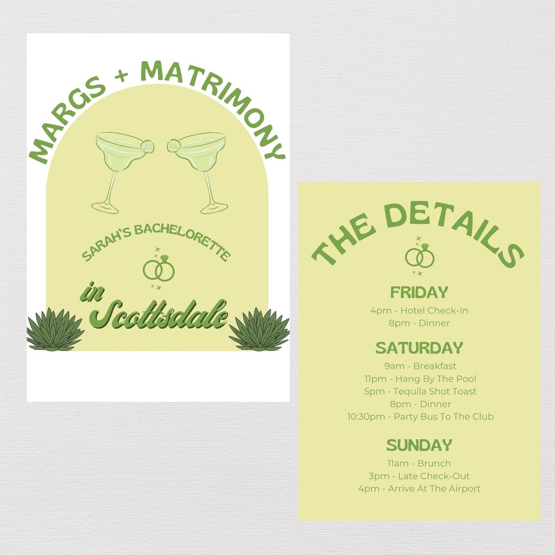 Canva Free - Bachelorette Weekend Invitation | Margs & Matrimony Simple ...