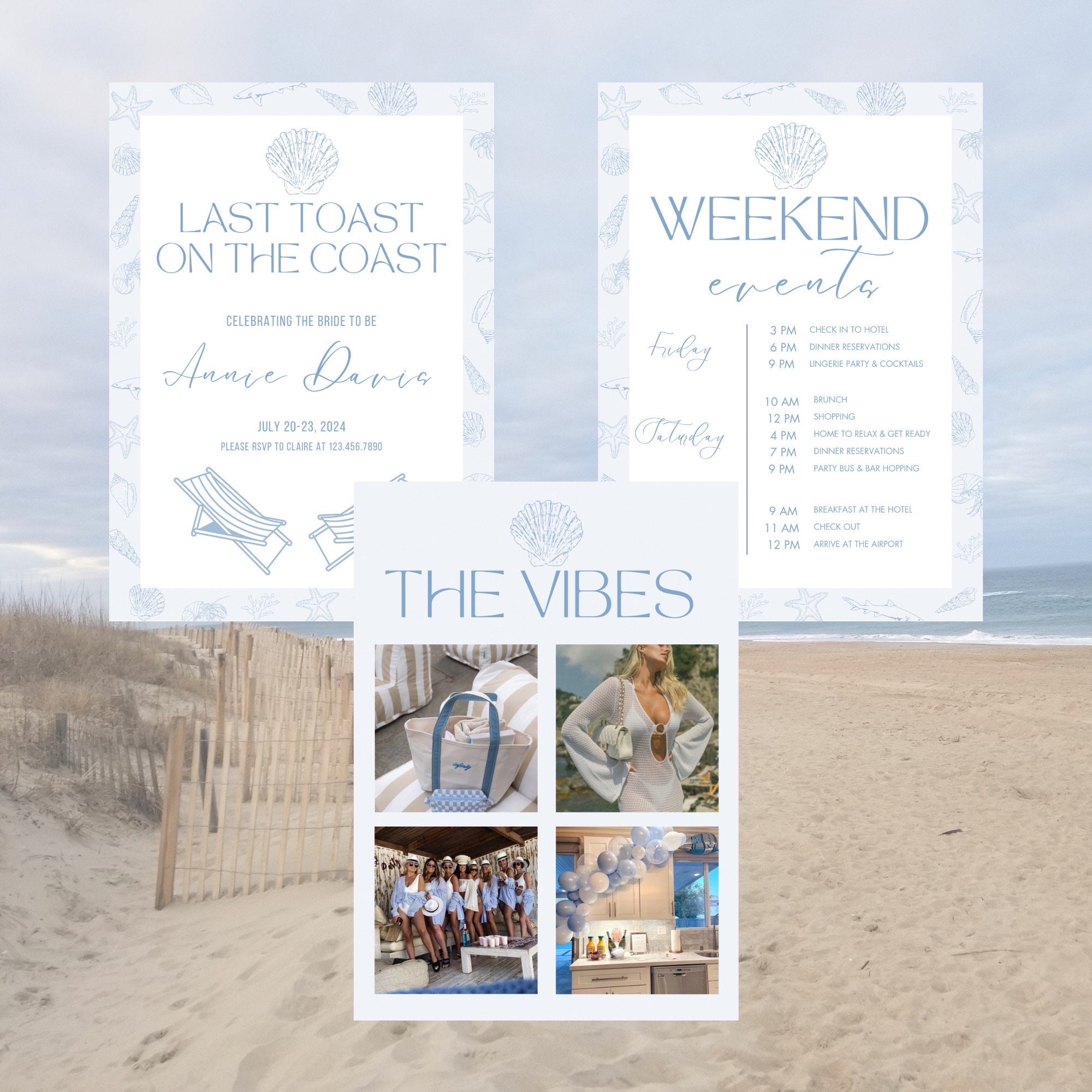 Canva Free - Bachelorette Weekend Invitation | Last Toast on the Coast ...