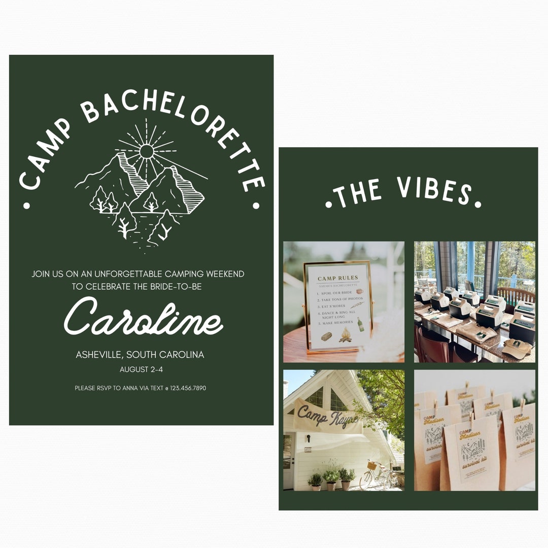 Camp Bachelorette Weekend Invitation | Canva Free | Modern Digital ...