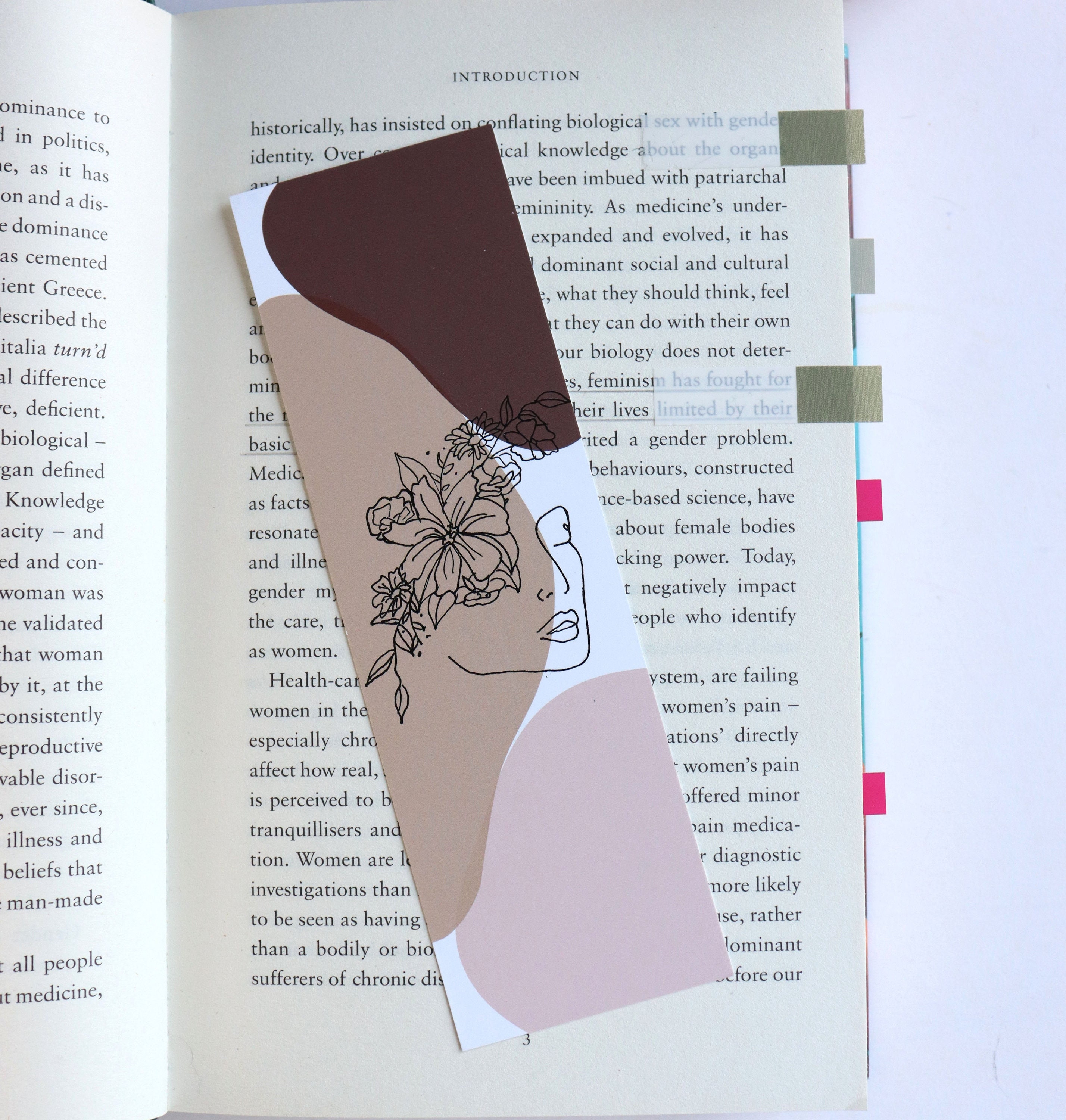 Single Line Drawing Bookmark Flower & Face SILK VERSION - Etsy
