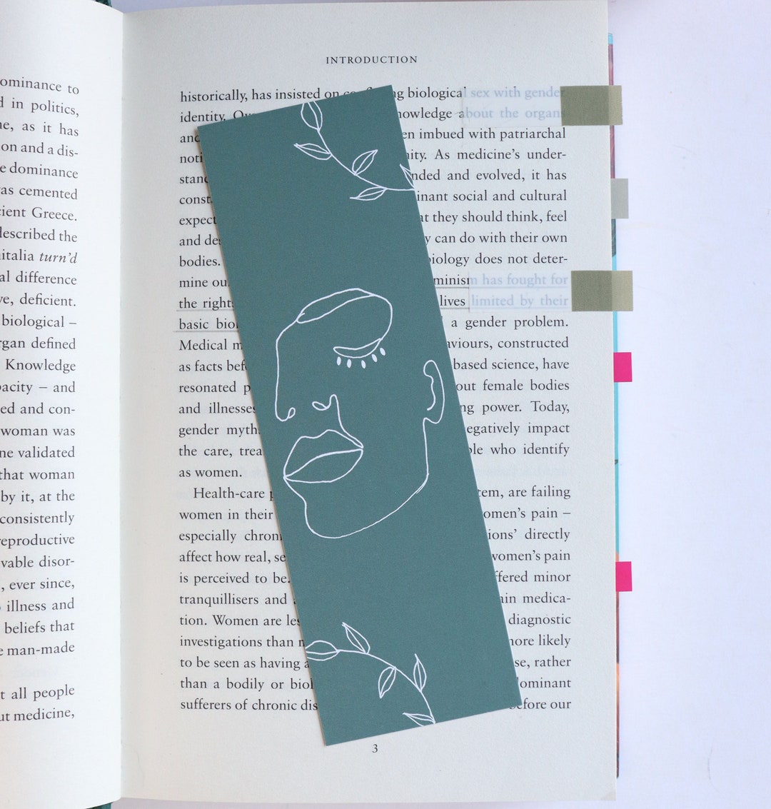 Single Line Drawing Bookmark in Teal | Aesthetic Bookmark, Minimalist ...