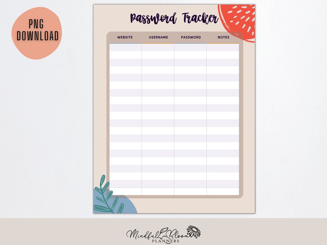Digital Password Tracker, Password Keeper, Password Log, Password Book ...