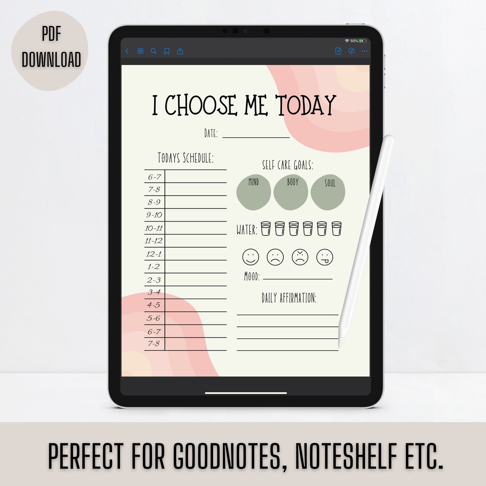 I Choose Me Today, Daily Planner Page, PDF Download, Digital Download ...