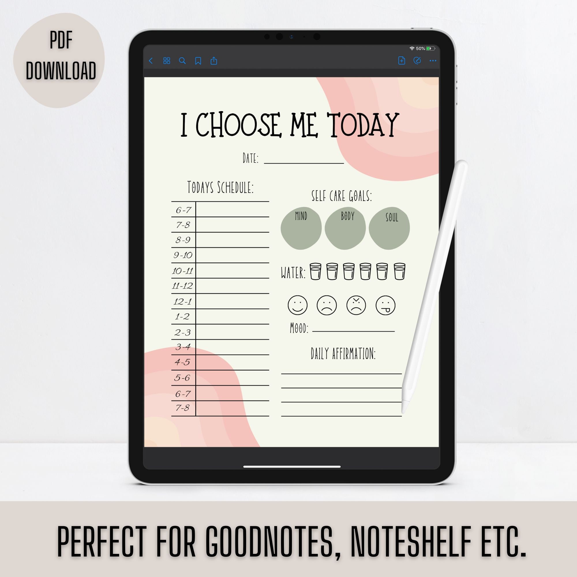 I Choose Me Today, Daily Planner Page, PDF Download, Digital Download ...