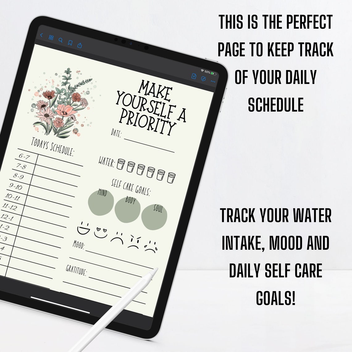 Make Yourself A Priority Daily Planner Page PDF Download - Etsy