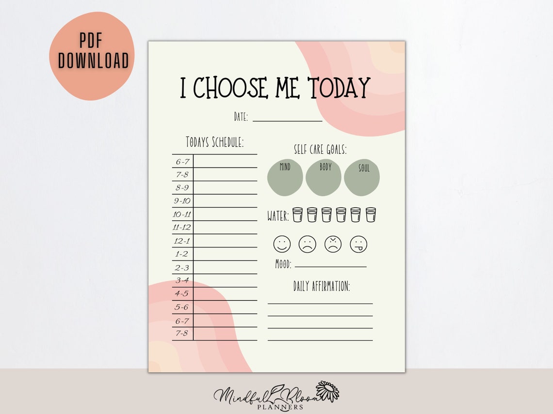 I Choose Me Today, Daily Planner Page, PDF Download, Digital Download ...