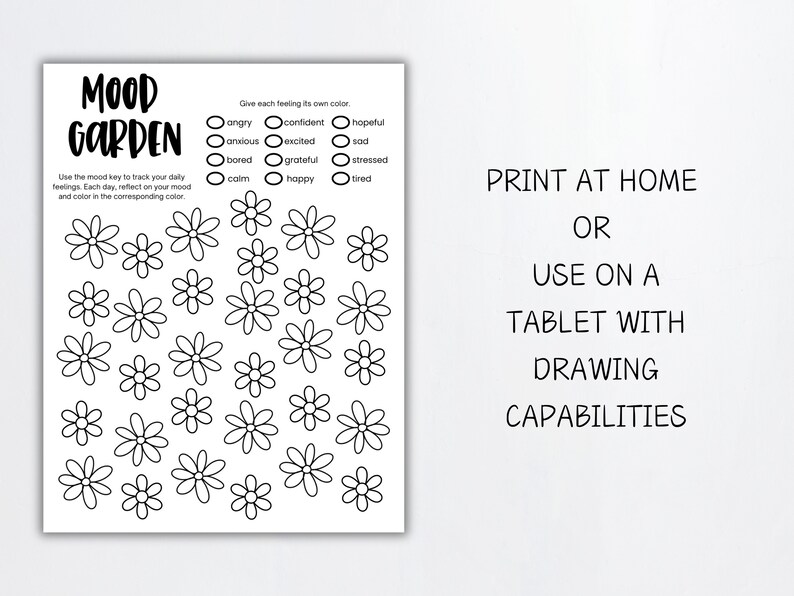 Mood Garden Tracker Coloring Page - Etsy