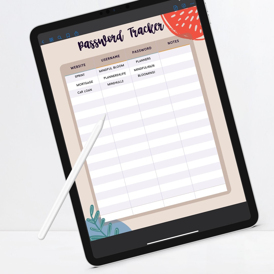 Digital Password Tracker, Password Keeper, Password Log, Password Book ...