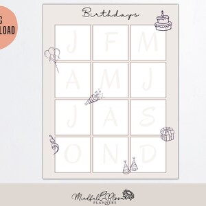 Digital Birthday Log Birthday Tracker Birthday Reminder - Etsy