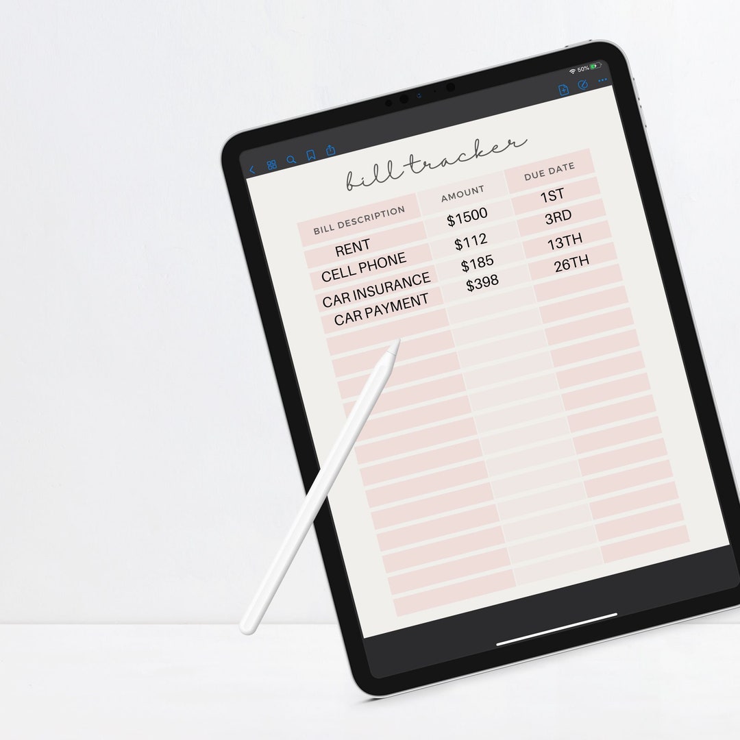 Bill Tracker, Digital Bill Tracker, Expense Tracker, Spreadsheet ...