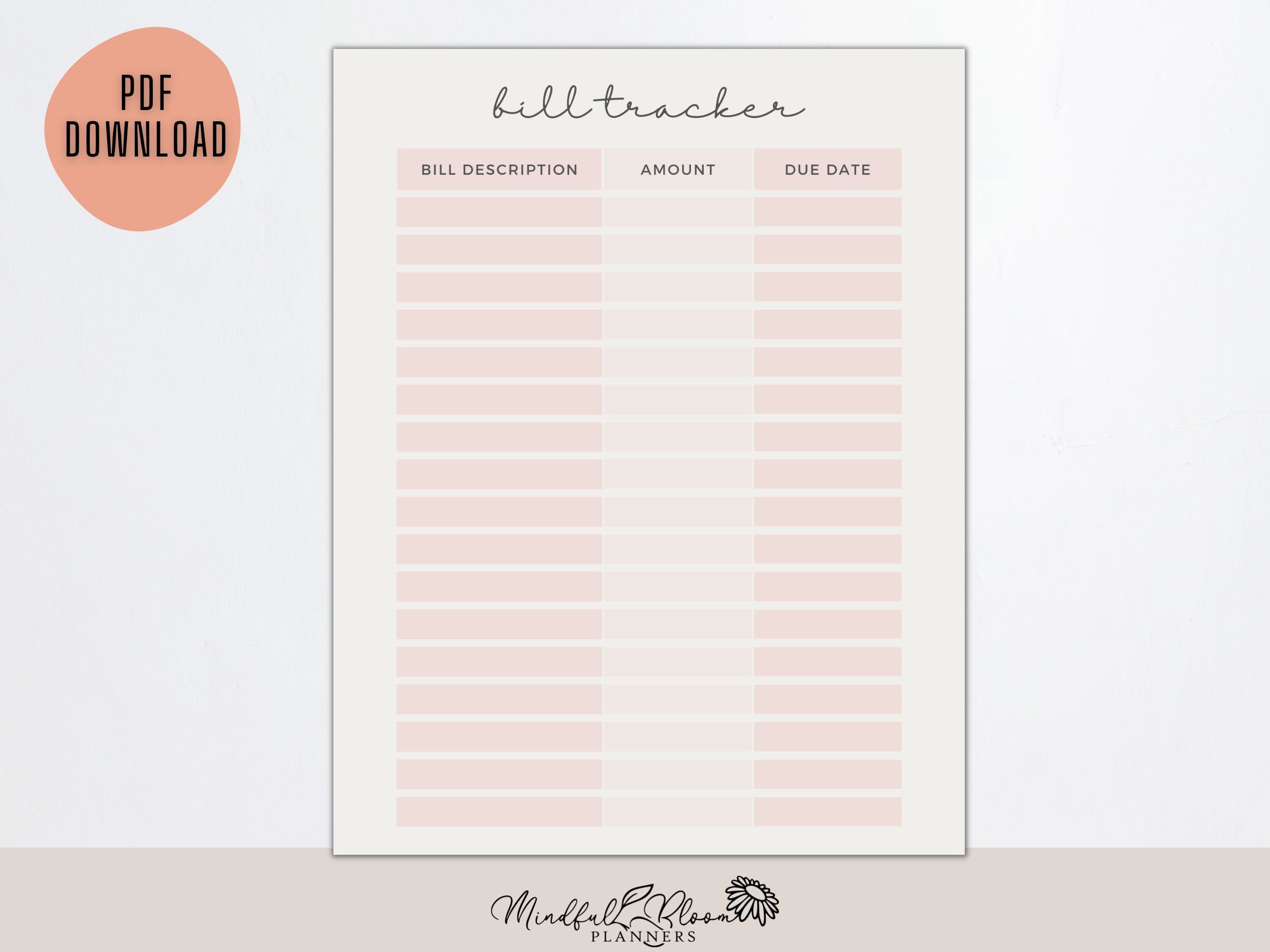 Bill Tracker, Digital Bill Tracker, Expense Tracker, Spreadsheet ...
