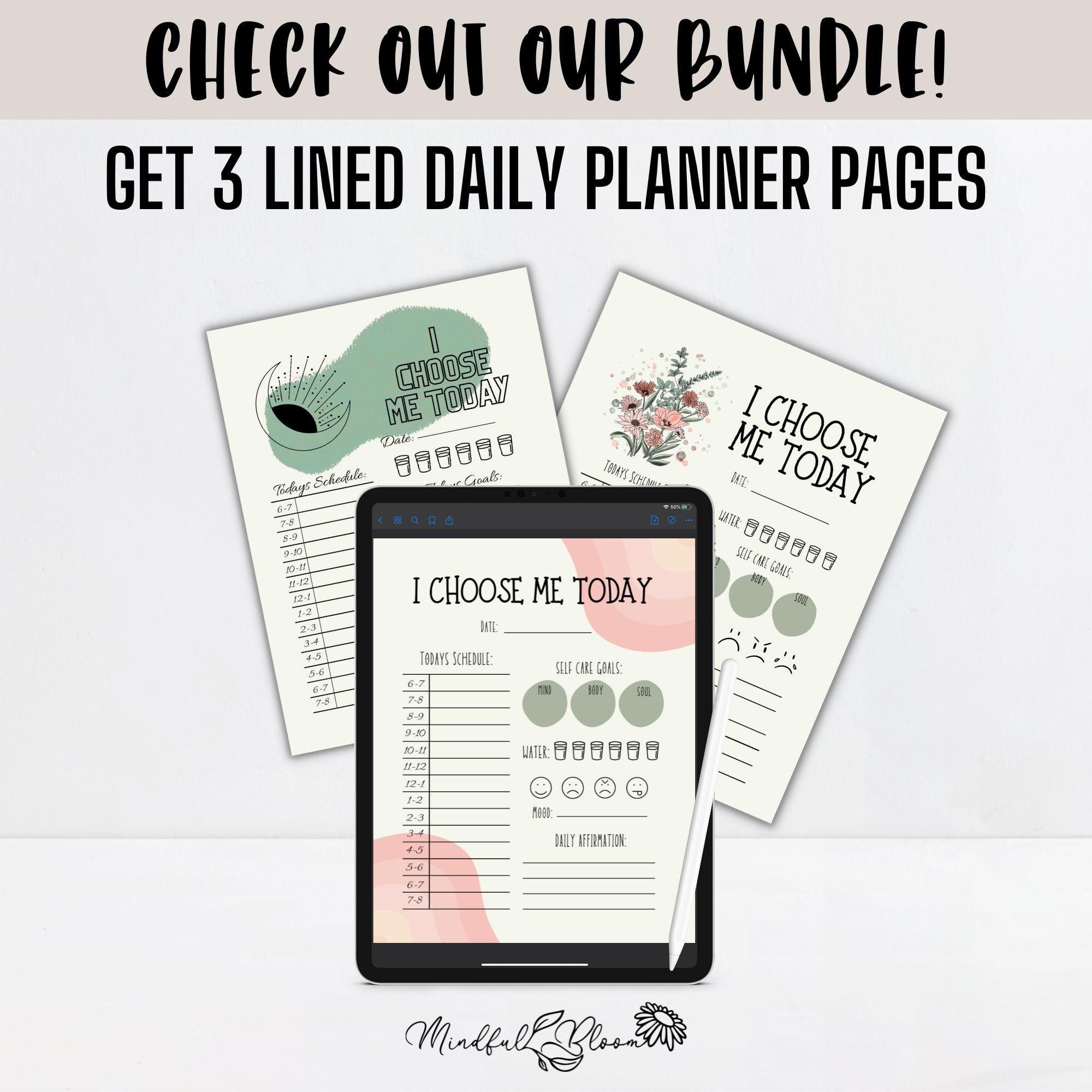 I Choose Me Today, Daily Planner Page, PDF Download, Digital Download ...