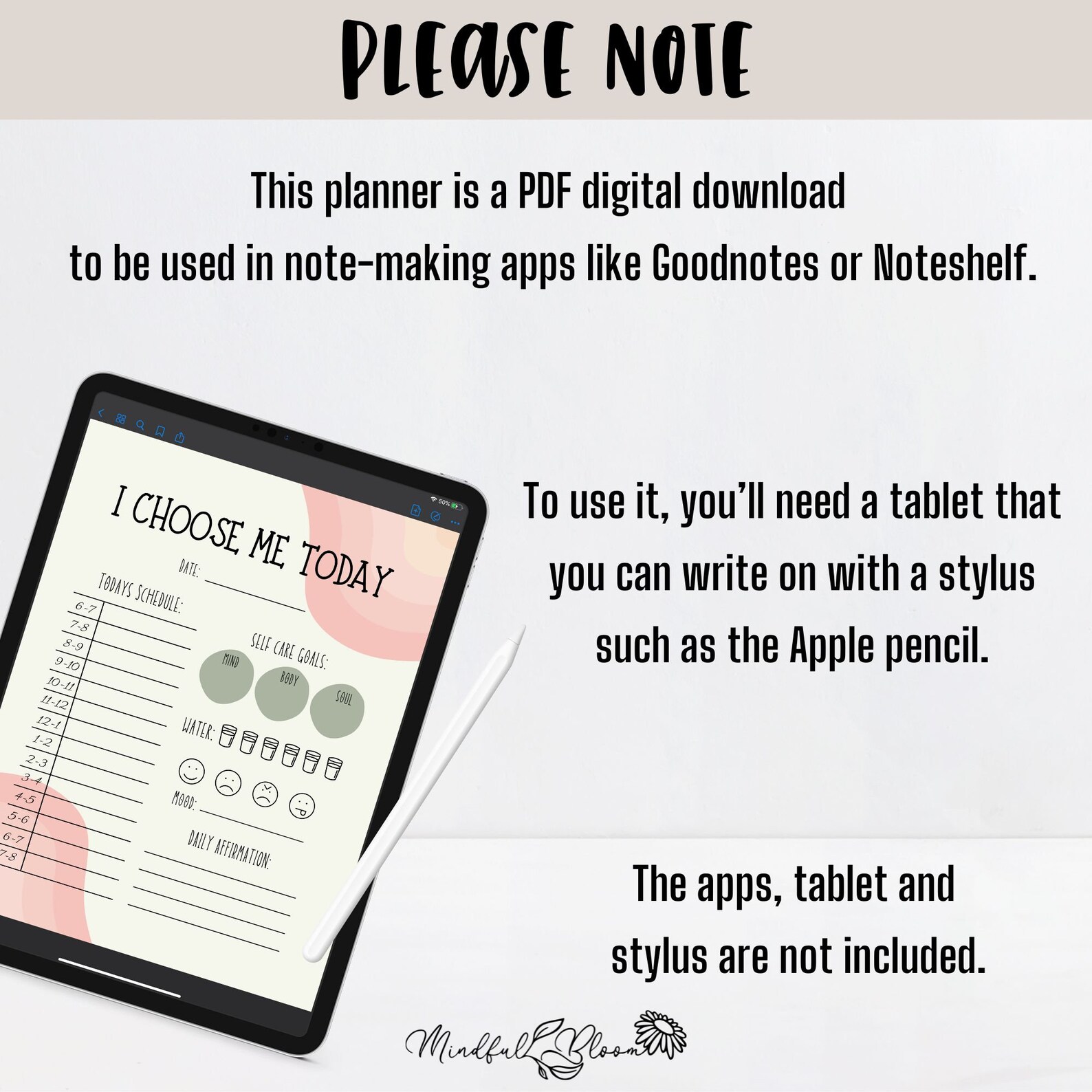 I Choose Me Today, Daily Planner Page, PDF Download, Digital Download ...