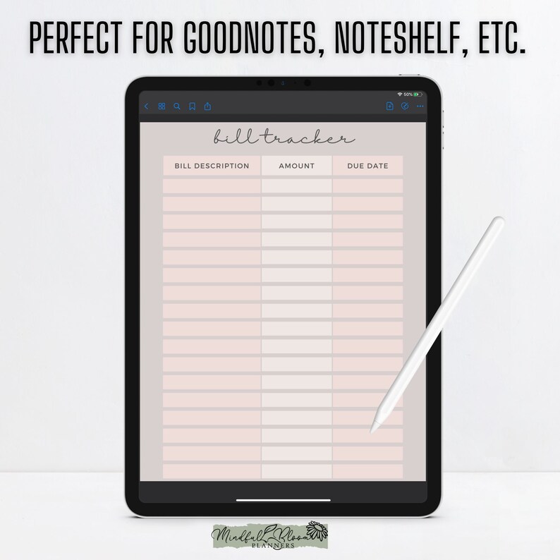 Digital Bill Tracker, Monthly Bill Tracker, Expense Report, Bill ...