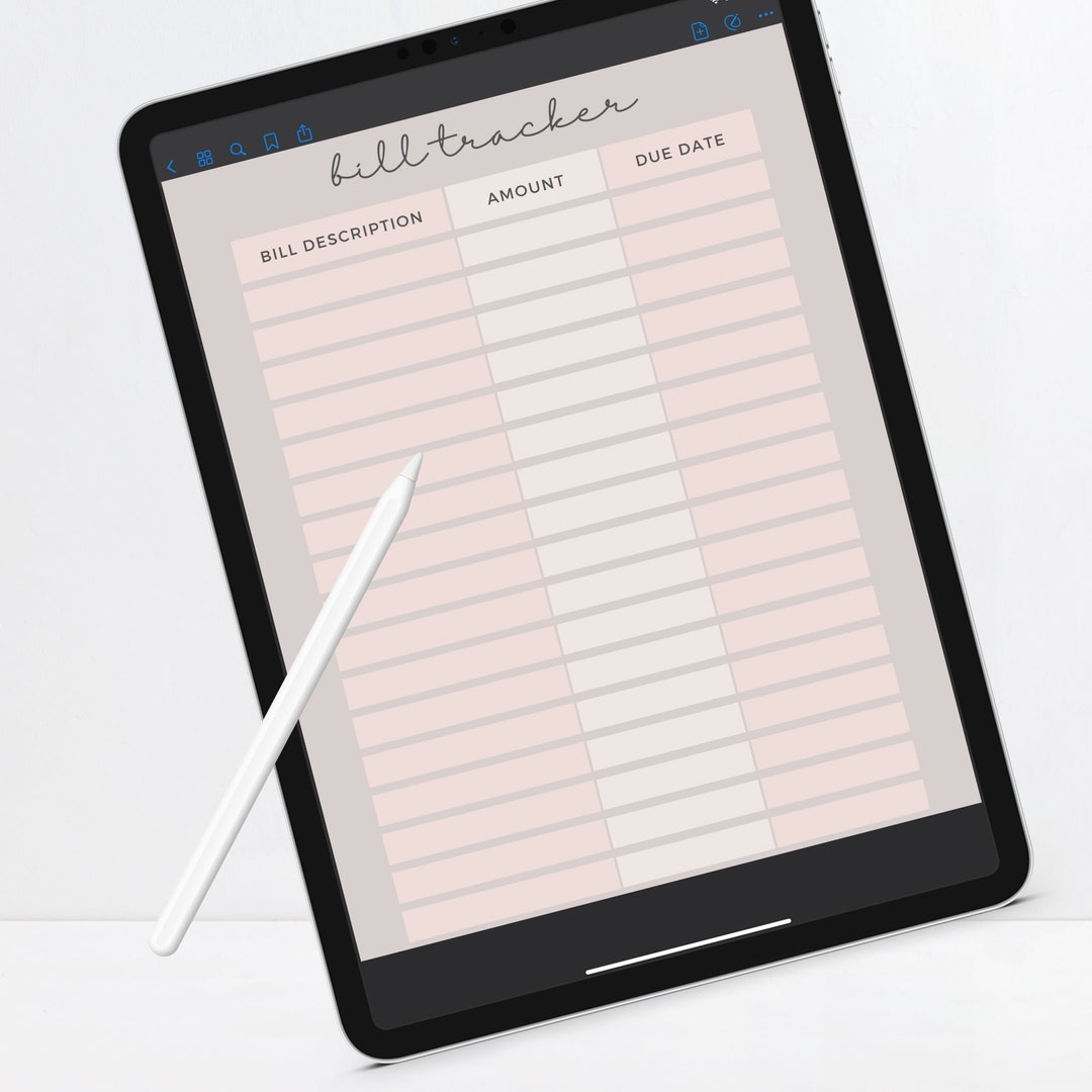Digital Bill Tracker, Monthly Bill Tracker, Expense Report, Bill ...