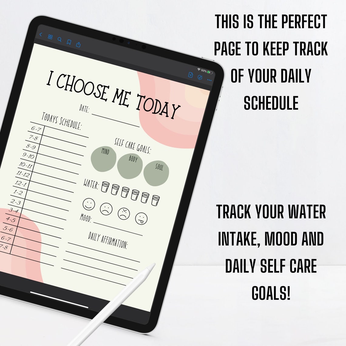 I Choose Me Today, Daily Planner Page, PDF Download, Digital Download ...
