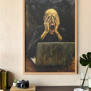 ART PRINT the Scream on the Laptop - Altered Art, Parody Art, Whimsical ...