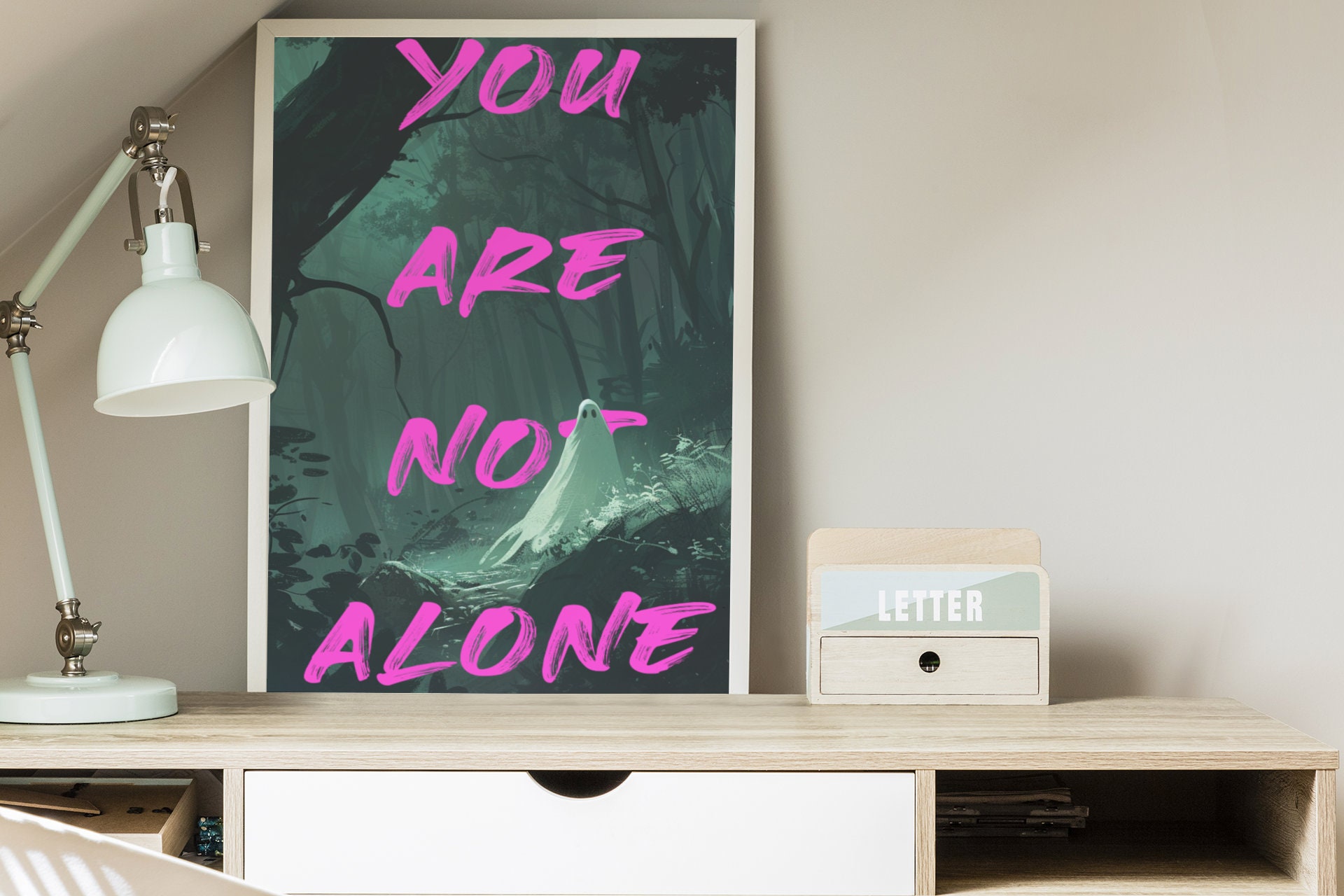 You Are Not Alone Poster, Ironic Wall Art, Creepy Decor, Eclectic Decor ...