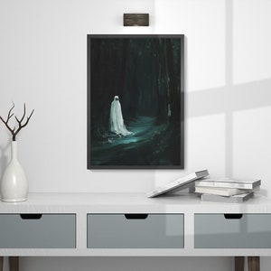 Ghost Alone in a Forest Poster, Gothic Wall Art, Dark Academia Room ...