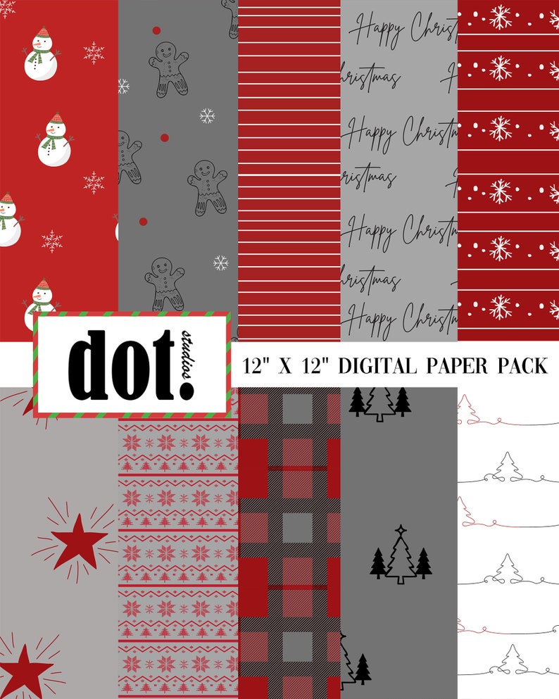 10 Christmas Digital Paper Printable Christmas Design - Etsy