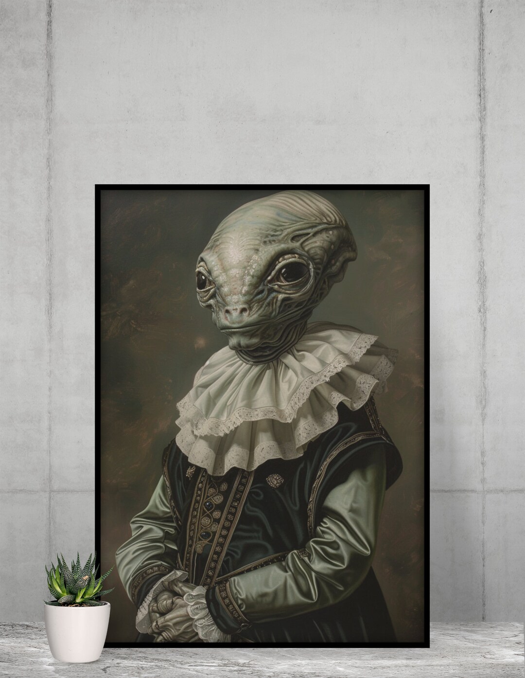 ART PRINT Renaissance Alien, Eclectic Art, Altered Art, Printable Art ...
