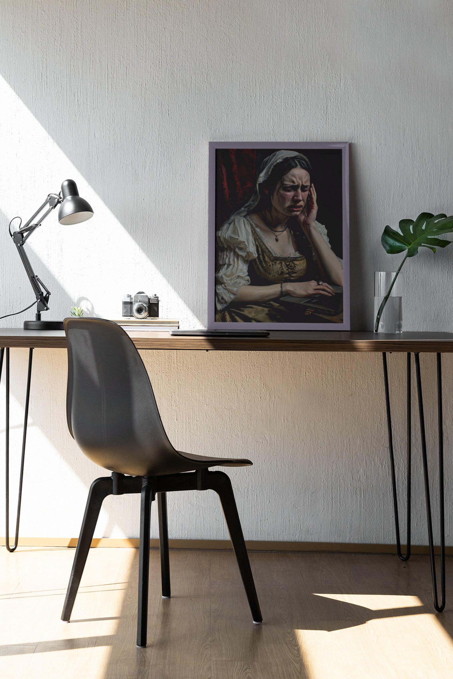 ART PRINT Renaissance Woman Crying in Front of Laptop - Altered Art ...
