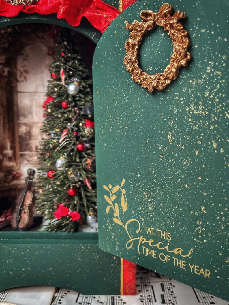 Handmade Book Nook Wardrobe With Christmas Tree Led Light Festive Decoration - Etsy