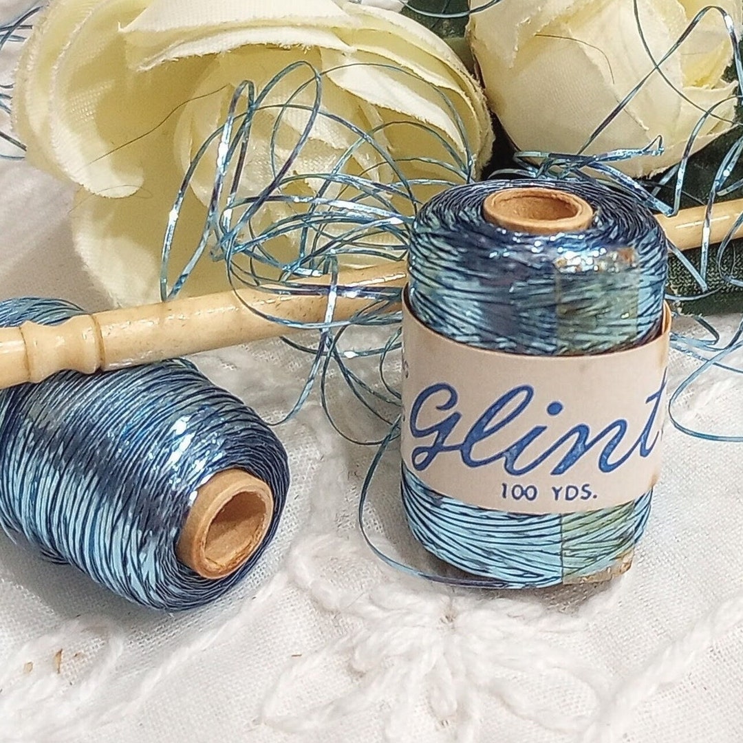 1950s Aqua Metallic Ribbon Floss Glint Ribbonette Tinsel Thread NOS - Etsy