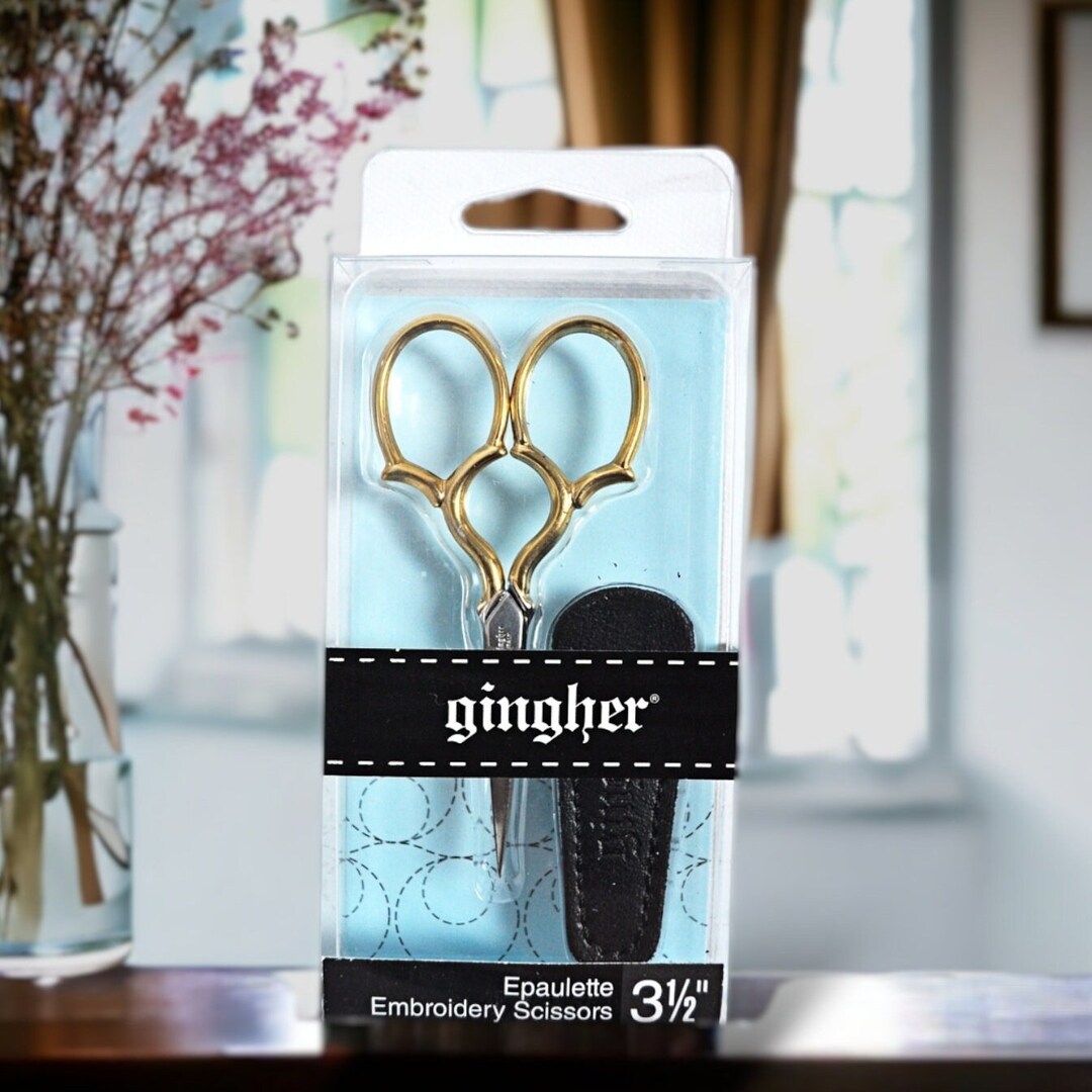 NEW Gingher 3 1/2 Gold Stork Handle Epaulette Embroidery Scissors made ...