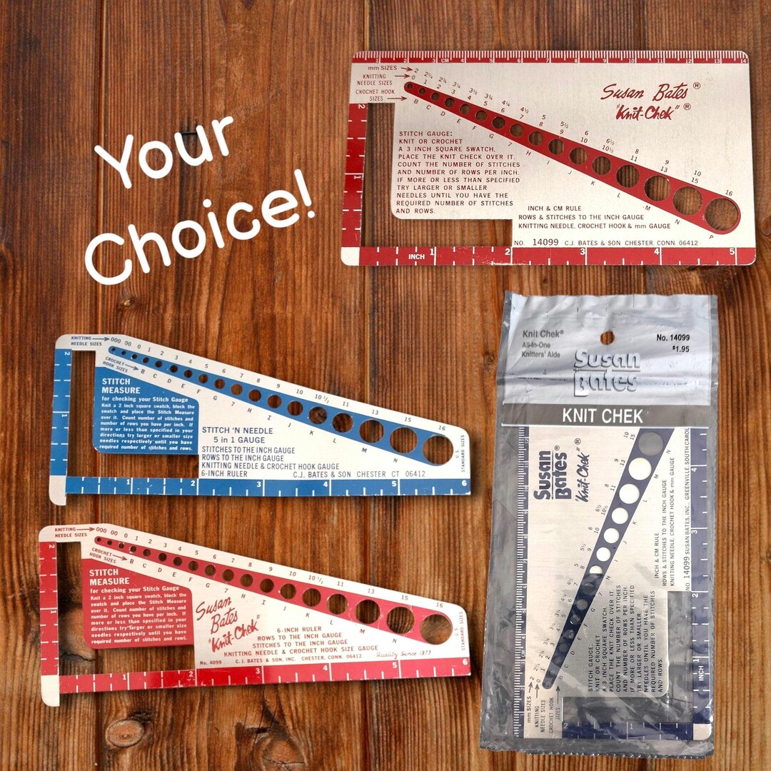 1 Vintage Bates Knit-check ~ Size Gauge Knitting Needles, Crochet Hooks ...