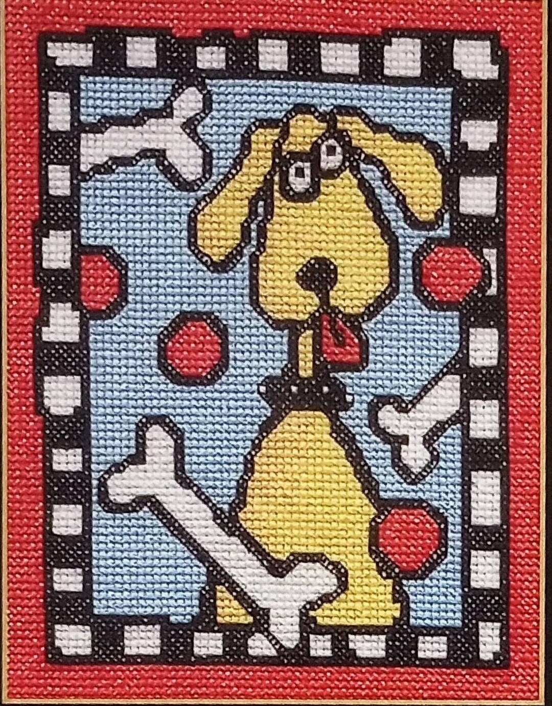 Kit: New 1996 Bucilla Kirsten Mcgrath "dog Bonz" Counted Cross Stitch ...