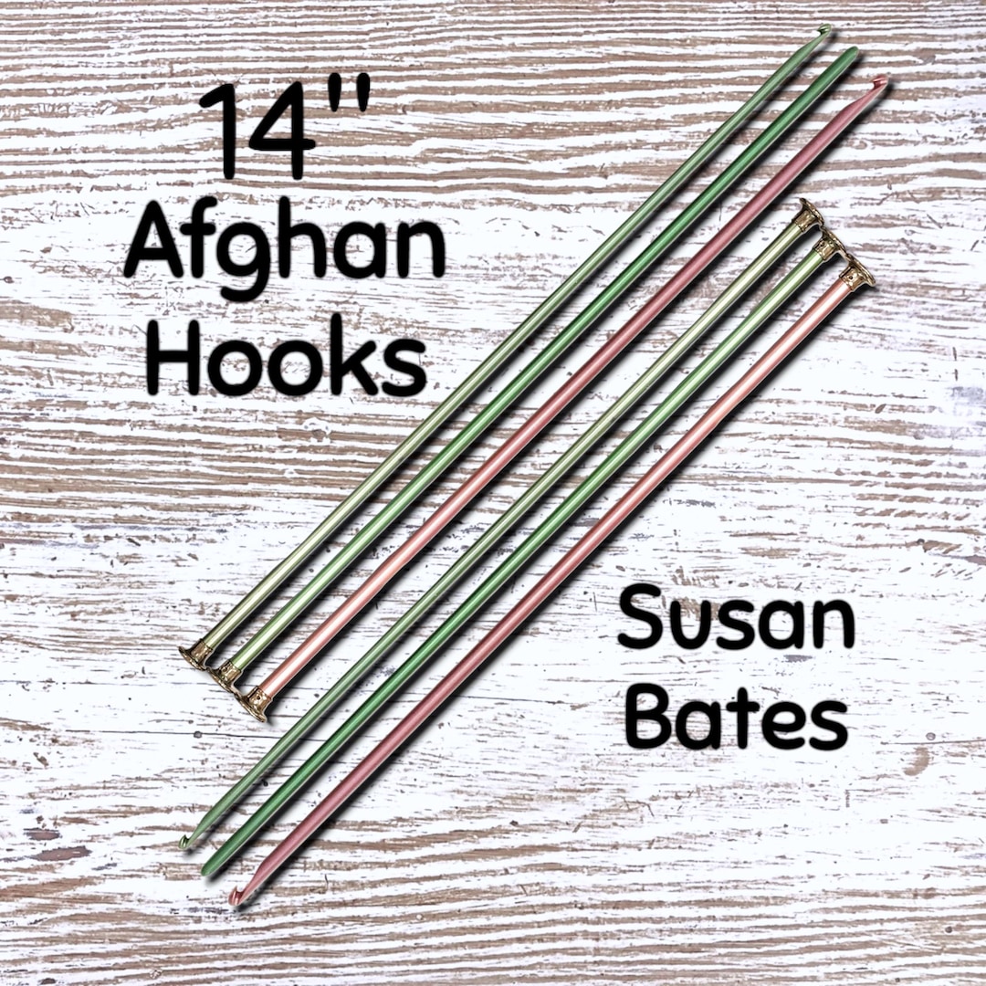 Vintage 14" AFGHAN Susan Bates Inline SILVALUME Crochet Hook ~ USA Pre ...