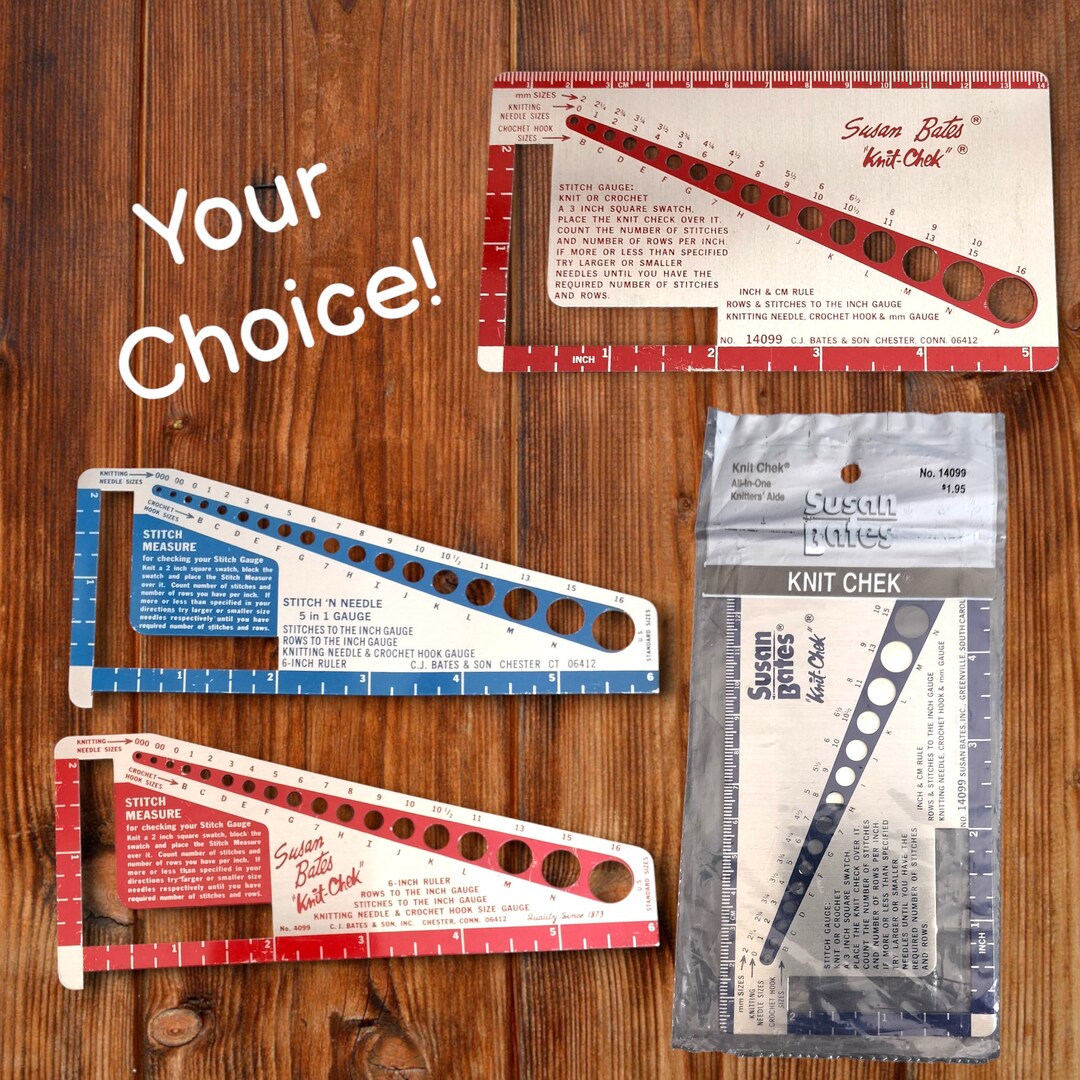 1 Vintage Bates Knit-check Size Gauge Knitting Needles, Crochet Hooks ...