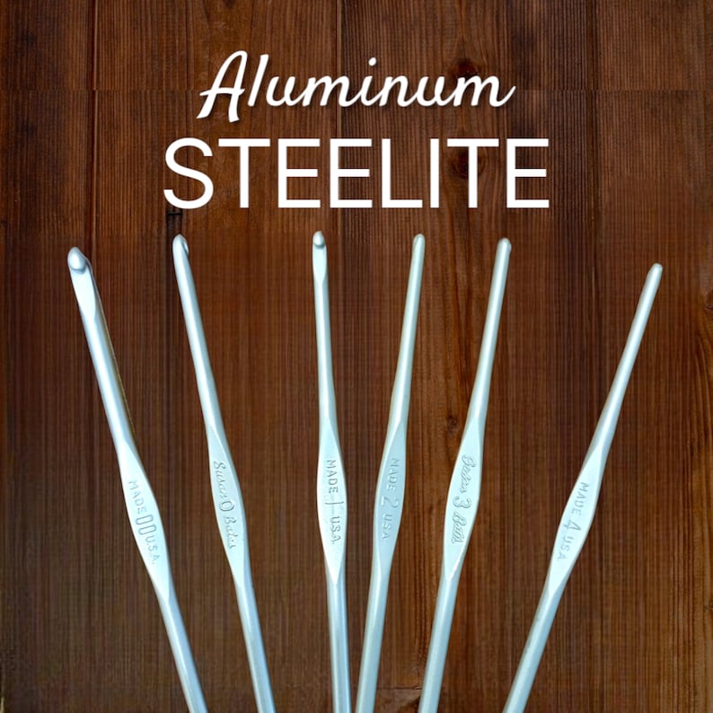 Vintage In-line USA Susan Bates Steelite Aluminum/quicksilver Crochet ...