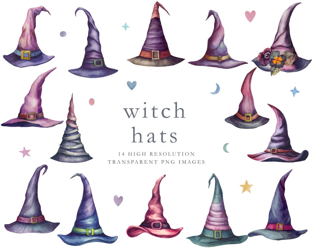 Witch Clipart, Witch Hat Clipart, Watercolor, Halloween, Clip Art ...