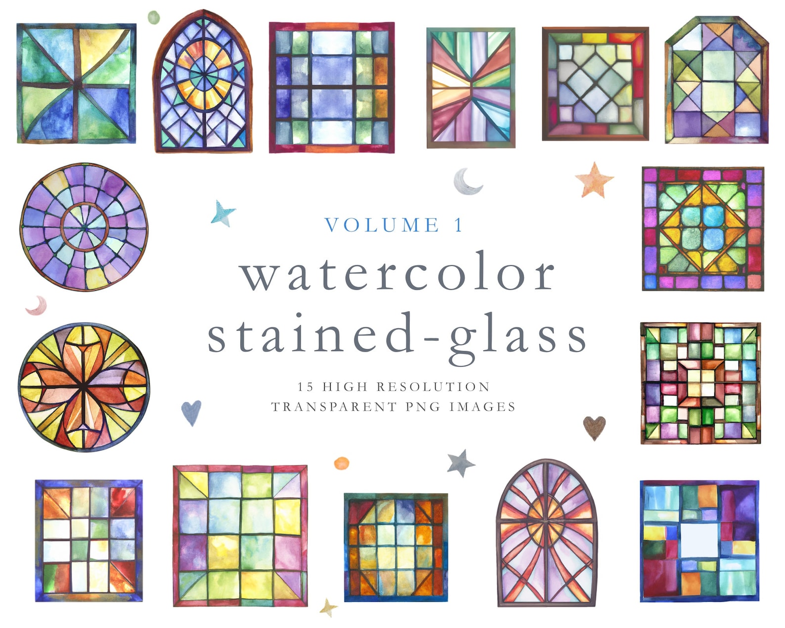 Stained Glass Clipart, Stained Glass Watercolor, Stain Glass, Church ...