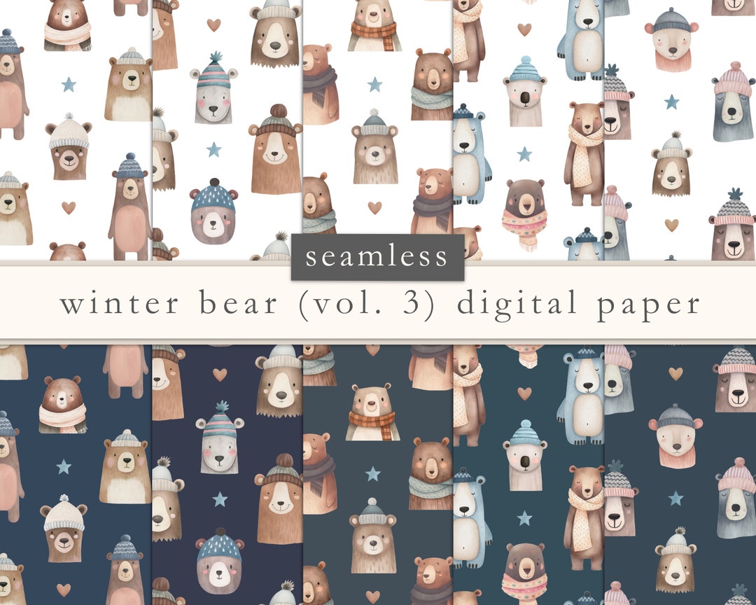 Kids Digital Paper, Kids Scrapbook Paper, Cure Bears, Winter, Christmas ...