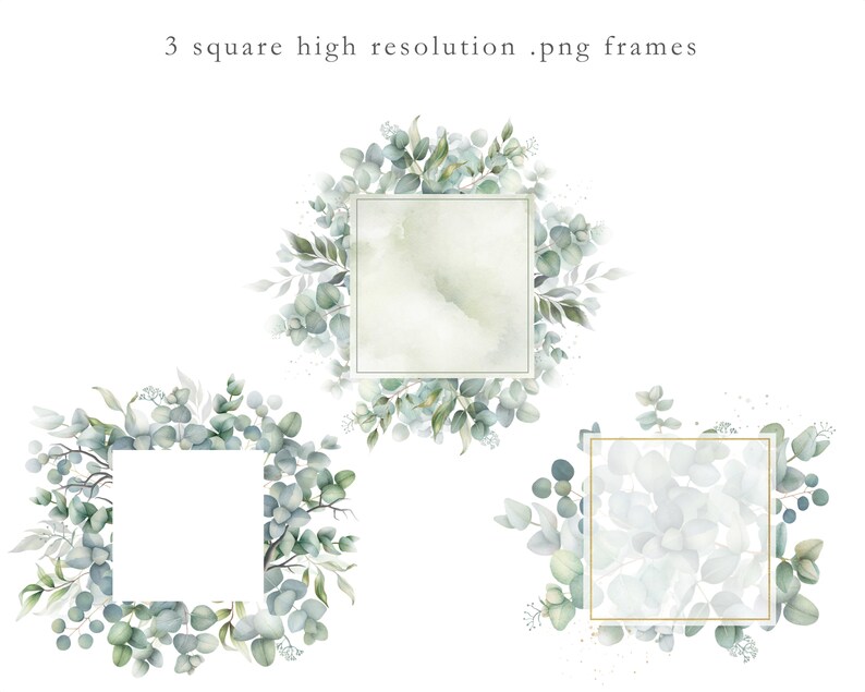 Eucalyptus Frames Watercolor Eucalyptus Foliage Frames - Etsy