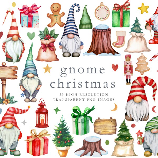 Watercolor Gnomes Clipart - Etsy