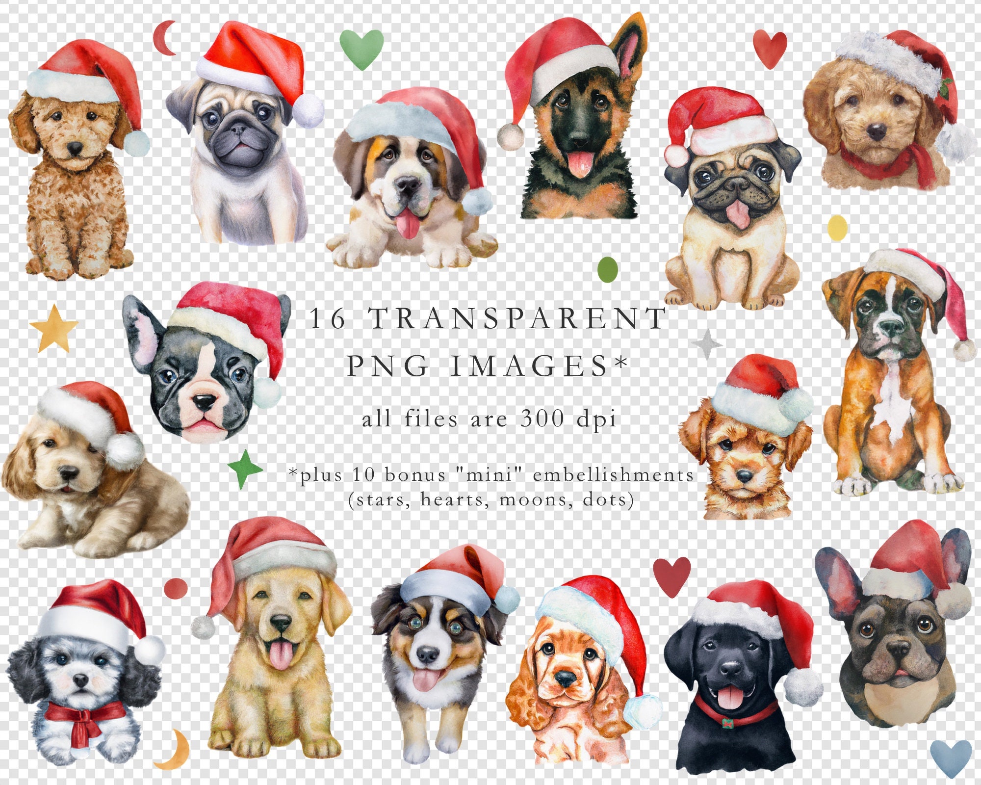 Christmas Dog Clipart Santa Hat Christmas Puppy Cute - Etsy