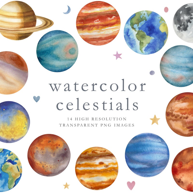 Planets Watercolor - Etsy