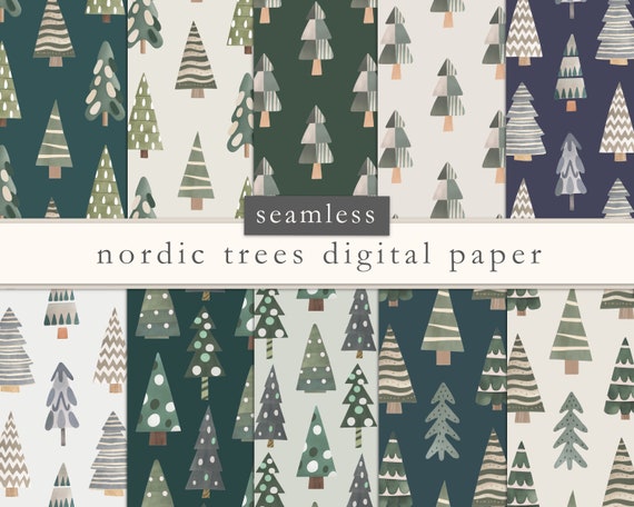 Scandinavian Trees Seamless Pattern Digital Paper Scrapbook - Etsy