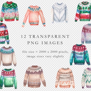 Ugly Sweater Clipart, Watercolor Ugly Sweater, Christmas Sweater ...