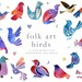 Folk Art Bird Clipart, Abstract Birds, Watercolor Bird, Clip Art ...