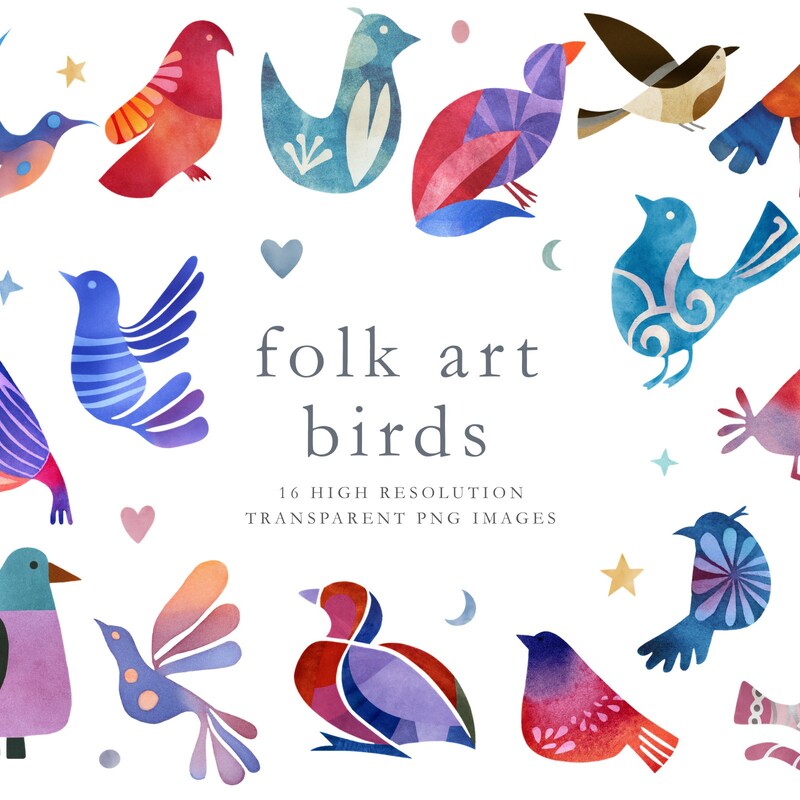 Folk Art Birds - Etsy