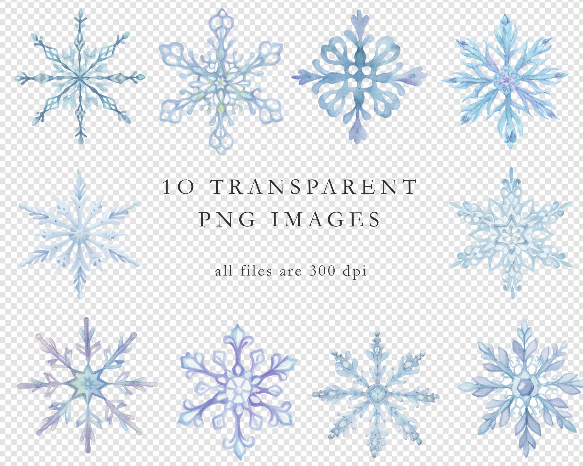 Watercolor Snowflakes Snowflake Clipart Ornate Snowflakes - Etsy