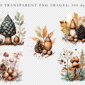 Boho Autumn Clipart, Abstract Autumn Clipart, Autumn Bouquet, Boho Fall ...